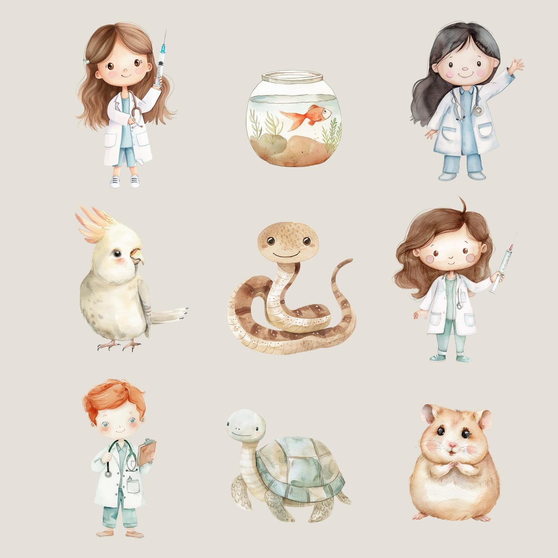 Vet Clinic Clipart, Veterinary Clip Art, Pet Hospital Watercolor ...