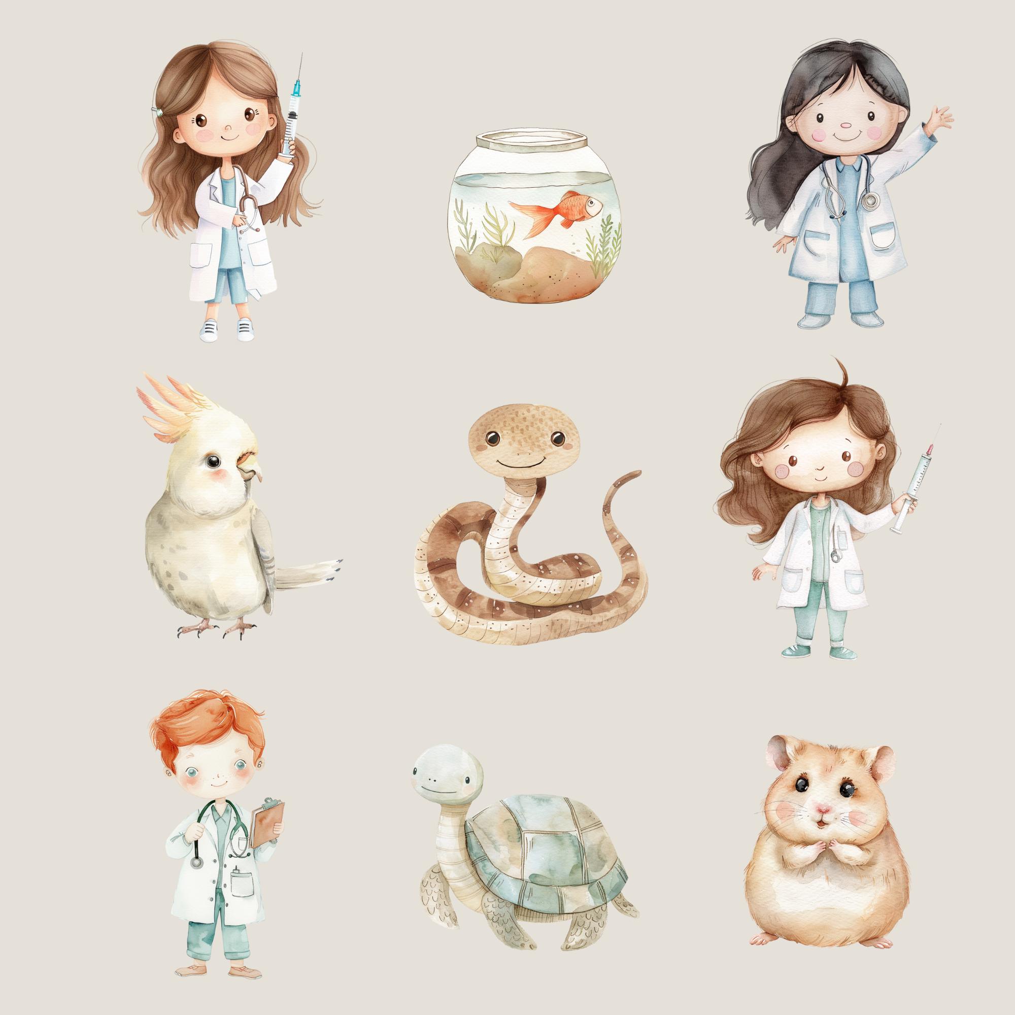 Vet Clinic Clipart, Veterinary Clip Art, Pet Hospital Watercolor ...
