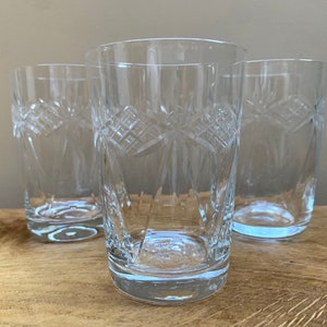 Three Small Vintage Cut Glass Water Glasses - Etsy
