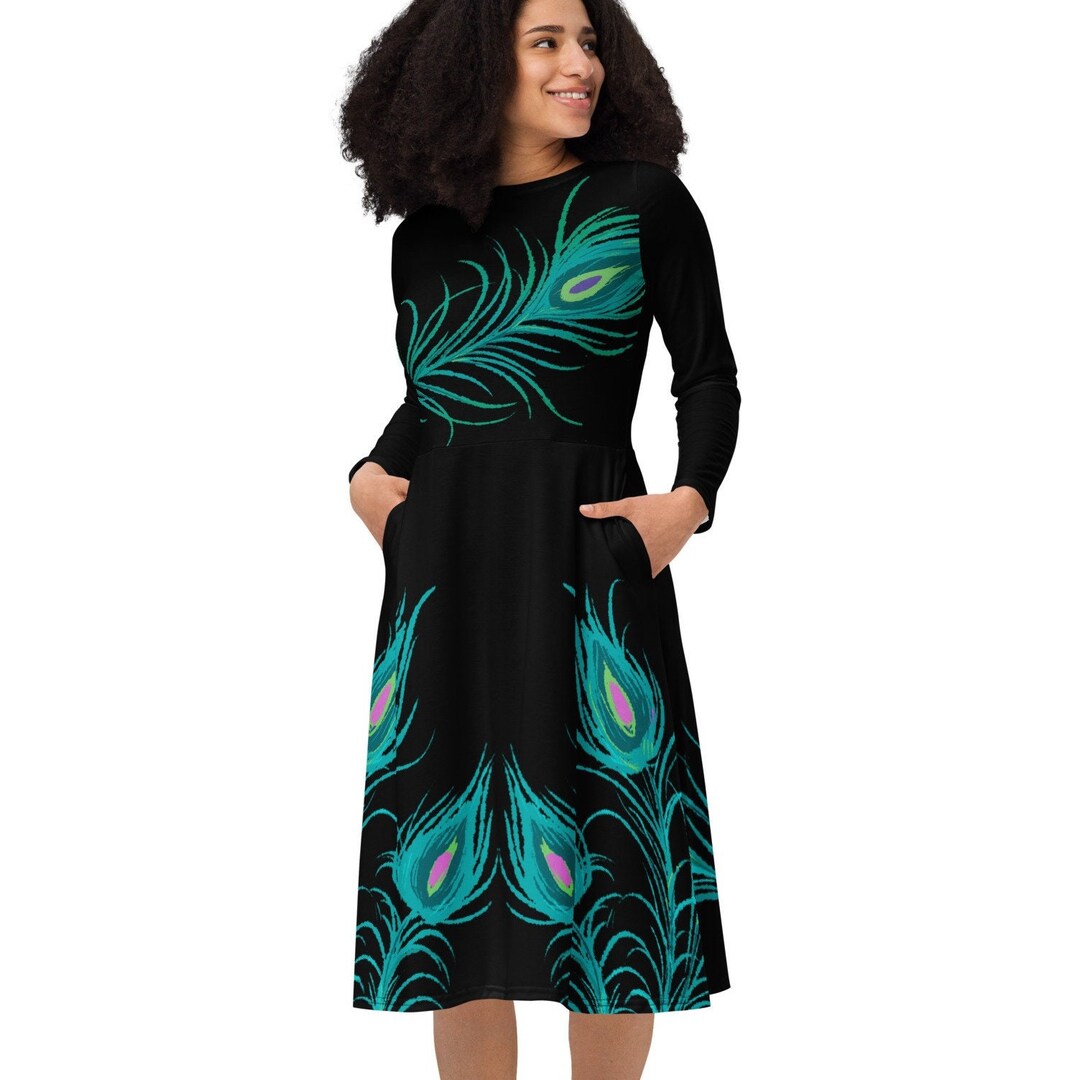 Peacock Dress, Peacock Feather Dress, Party Feather Dress, Fun Elegant ...