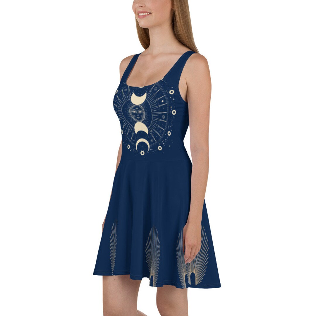 Moon & Stars Blue Dress Celestial Dress Night Sky Dress - Etsy