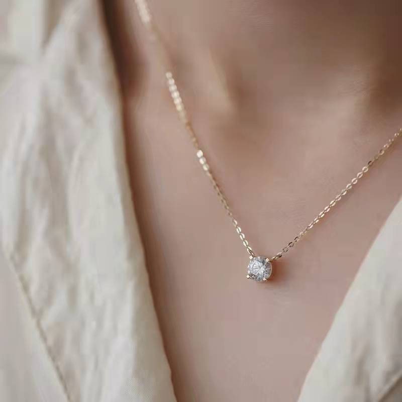 14K Gold CZ Diamond Crystal Necklace for Women 925 Sterling - Etsy