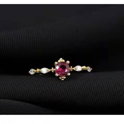 14K Gold Garnet Rings for Women Engagement Ring Dainty Ring - Etsy