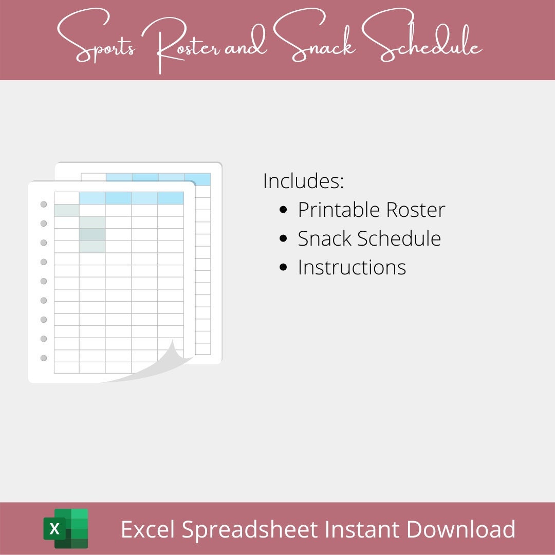 Sports Team Roster and Snack Schedule Bundle - Etsy