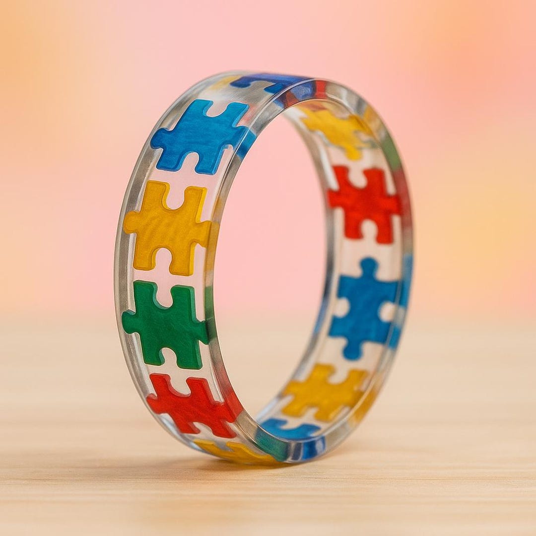 Resin Puzzle Piece Ring | Autism Awareness Support - Etsy