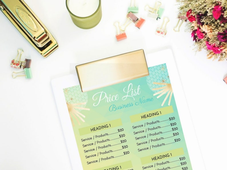 Editable Price List Template Printable Price List Template - Etsy