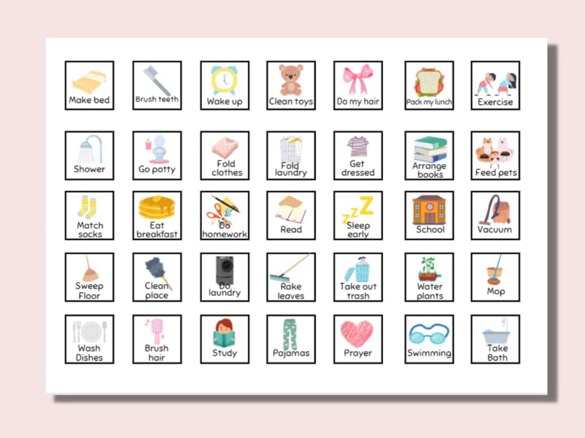 Cute Chore Chart Daily Responsibilities With Icons Printable - Etsy