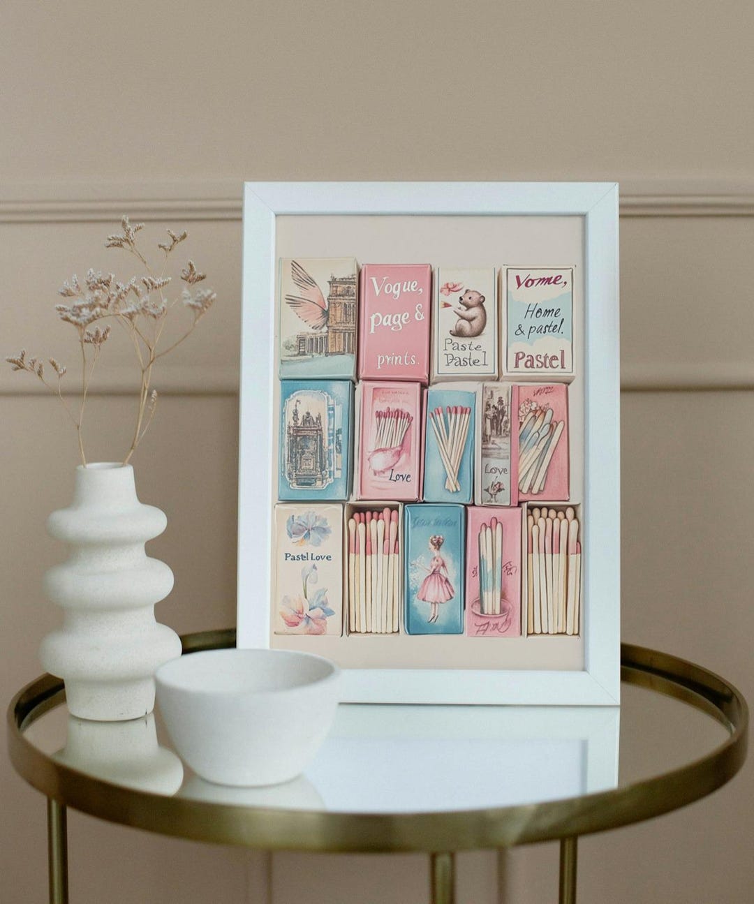 Pink Aesthetic Matchbox Art, Vintage-style Wall Decor, Trendy Retro ...