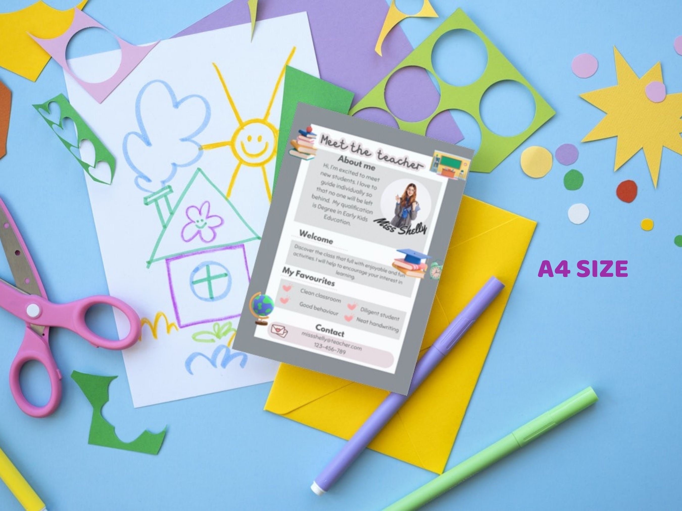 Printable Meet the Teacher Template Editable in Canva A4 Back to School ...