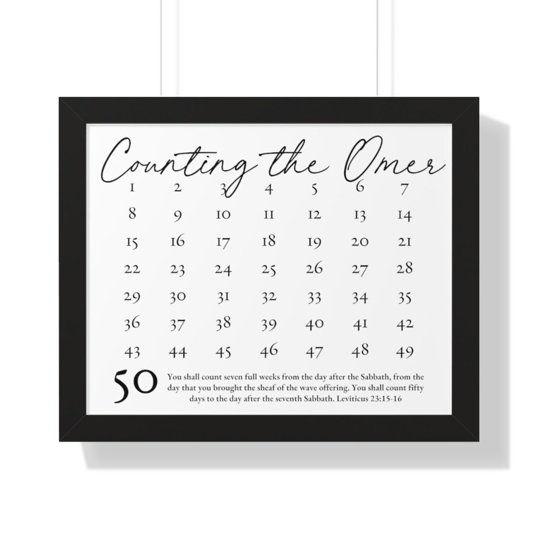 Counting the Omer Framed Poster, Feast of Unleavened Bread, Passover ...