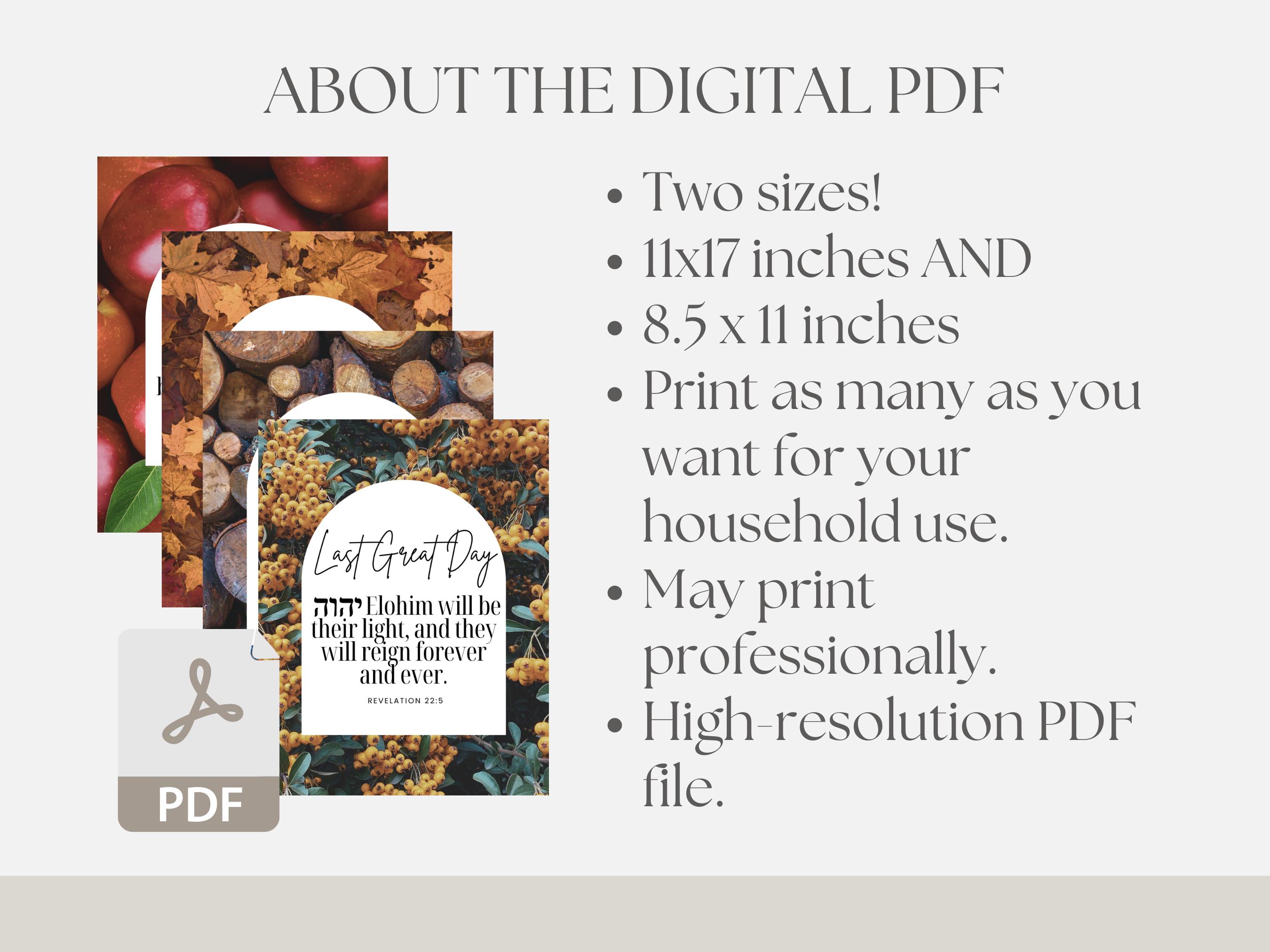 Printable PDF Fall Feast Posters 2024 Feast of Tabernacles Decorations ...