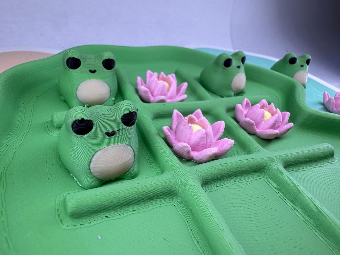 Tic Tac Toad - Frog Tic Tac Toe Game | 3D Printed Lily Pad Board Game ...