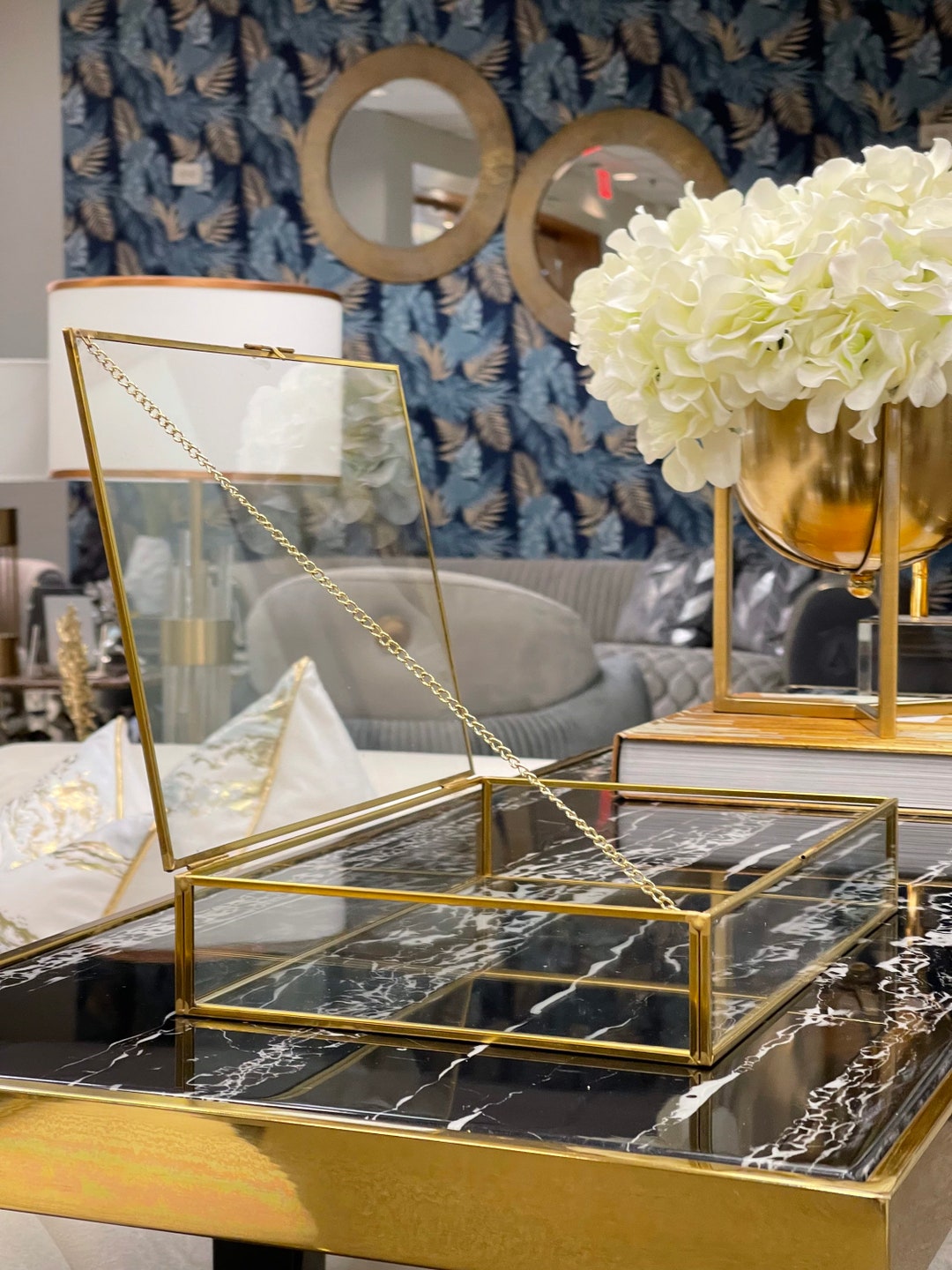 Rectangular Glass Box Wedding Card Box With Lock for Cosmetic - Etsy