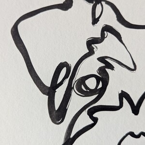 Schnauzer One Line Ink Art / Abstract Dog Ink Painting / Dog One Line ...