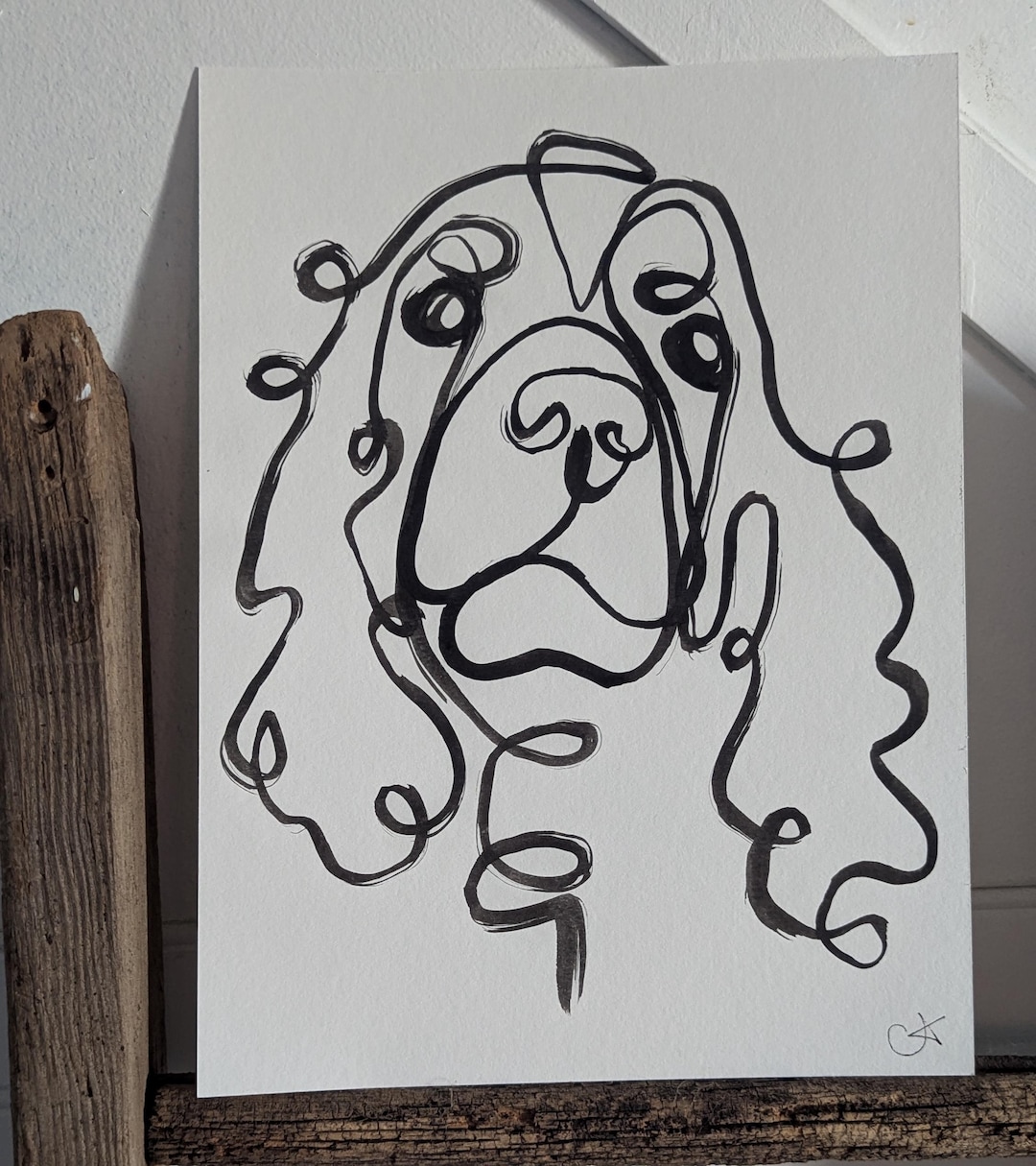 Cocker Spaniel Ink Art / Abstract Dog Ink Painting / Dog One Line Art ...