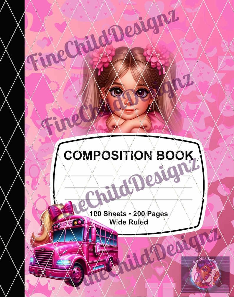 Pink Composition Notebook Cover – Doll Girl, Back to School (canva ...