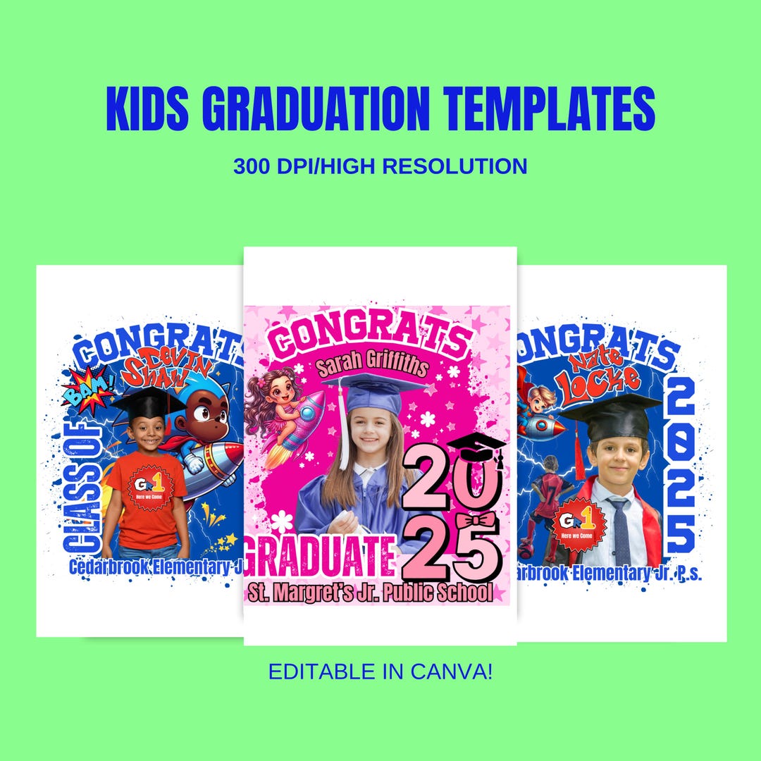 Kids Graduation Canva Templates - Editable, High-resolution Designs for ...