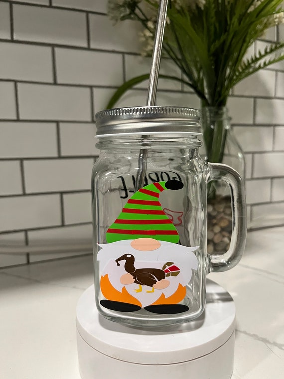 Gobble Till You Wobble Gnome Mason Jar Glass/cup - Etsy