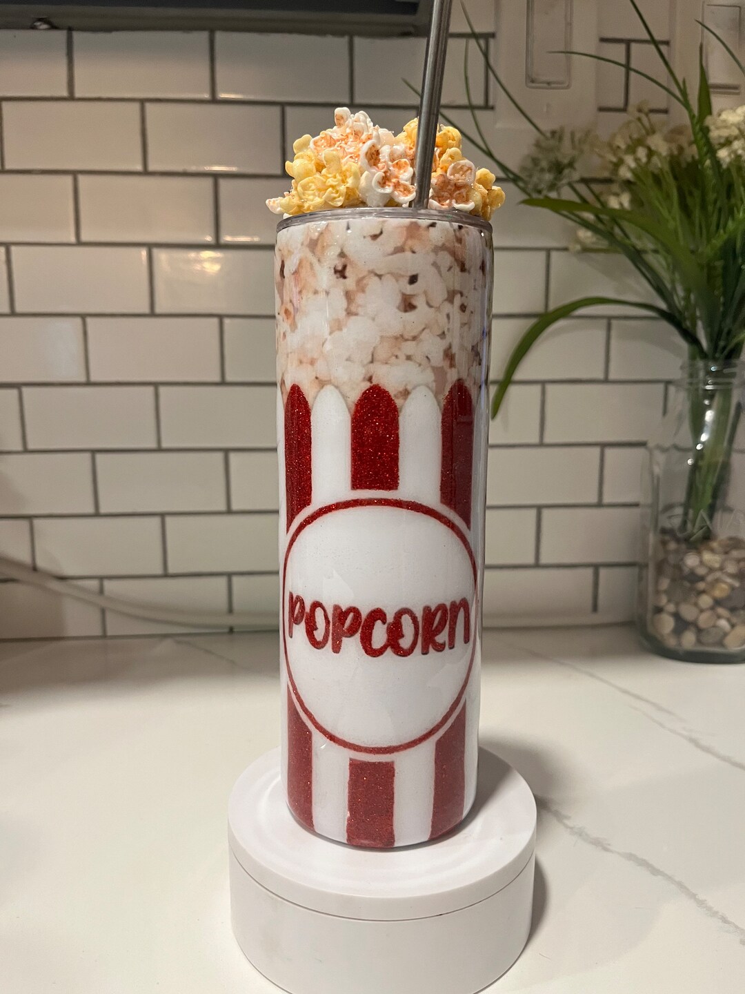 3D Movie Night Glittering Popcorn Tumbler With Topper - Etsy