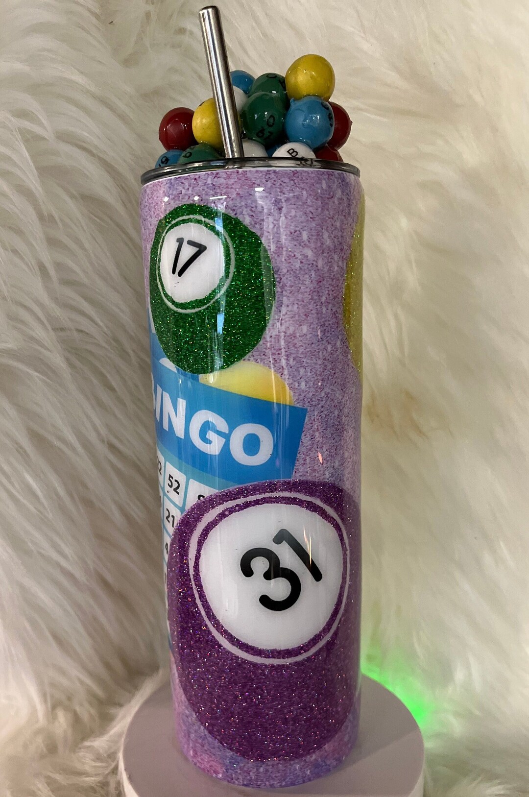 Glittered Bingo Tumbler With 3D Lid Topper - Etsy