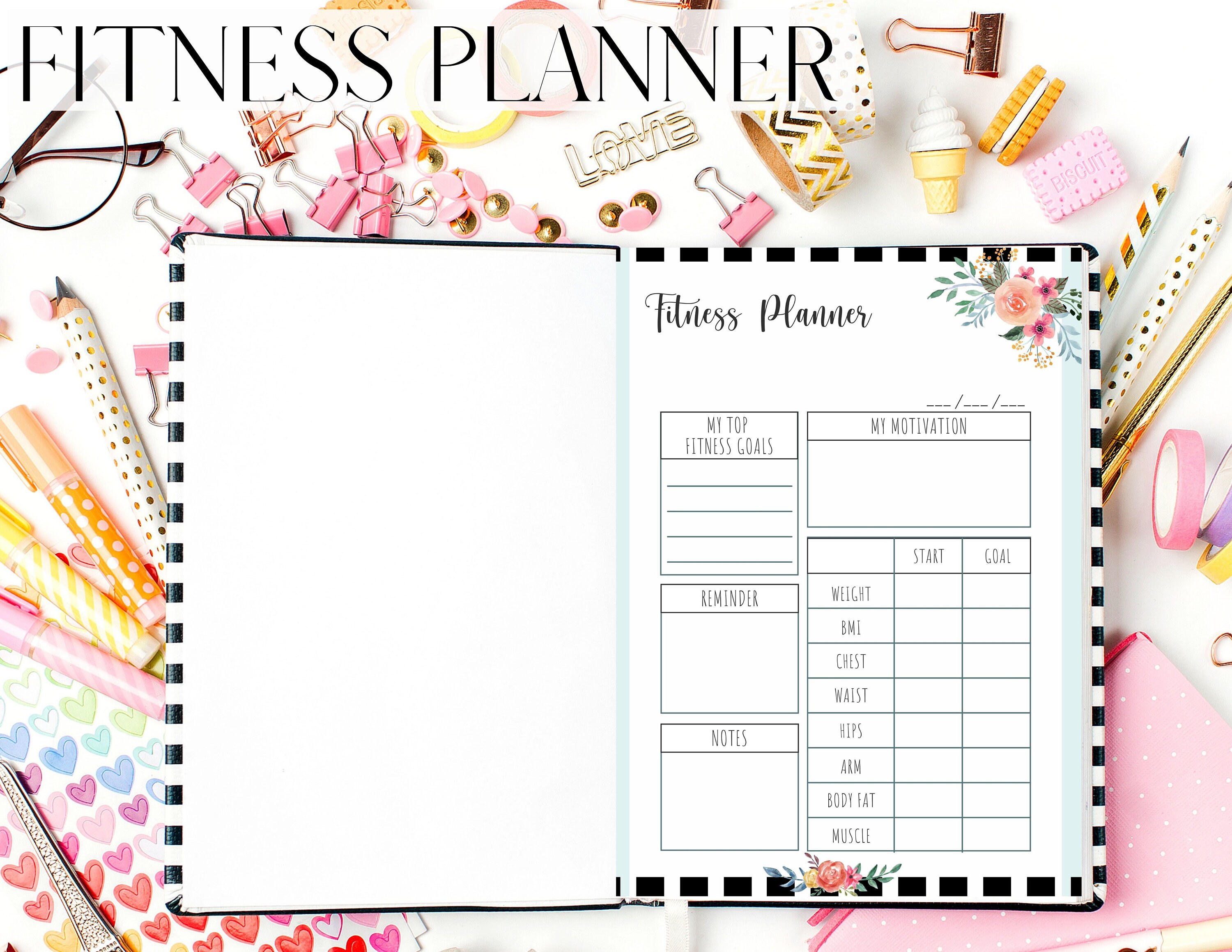 WC Fitness Planner, DIGITAL DOWNLOAD Happy Planner, Erin Condren, Day ...