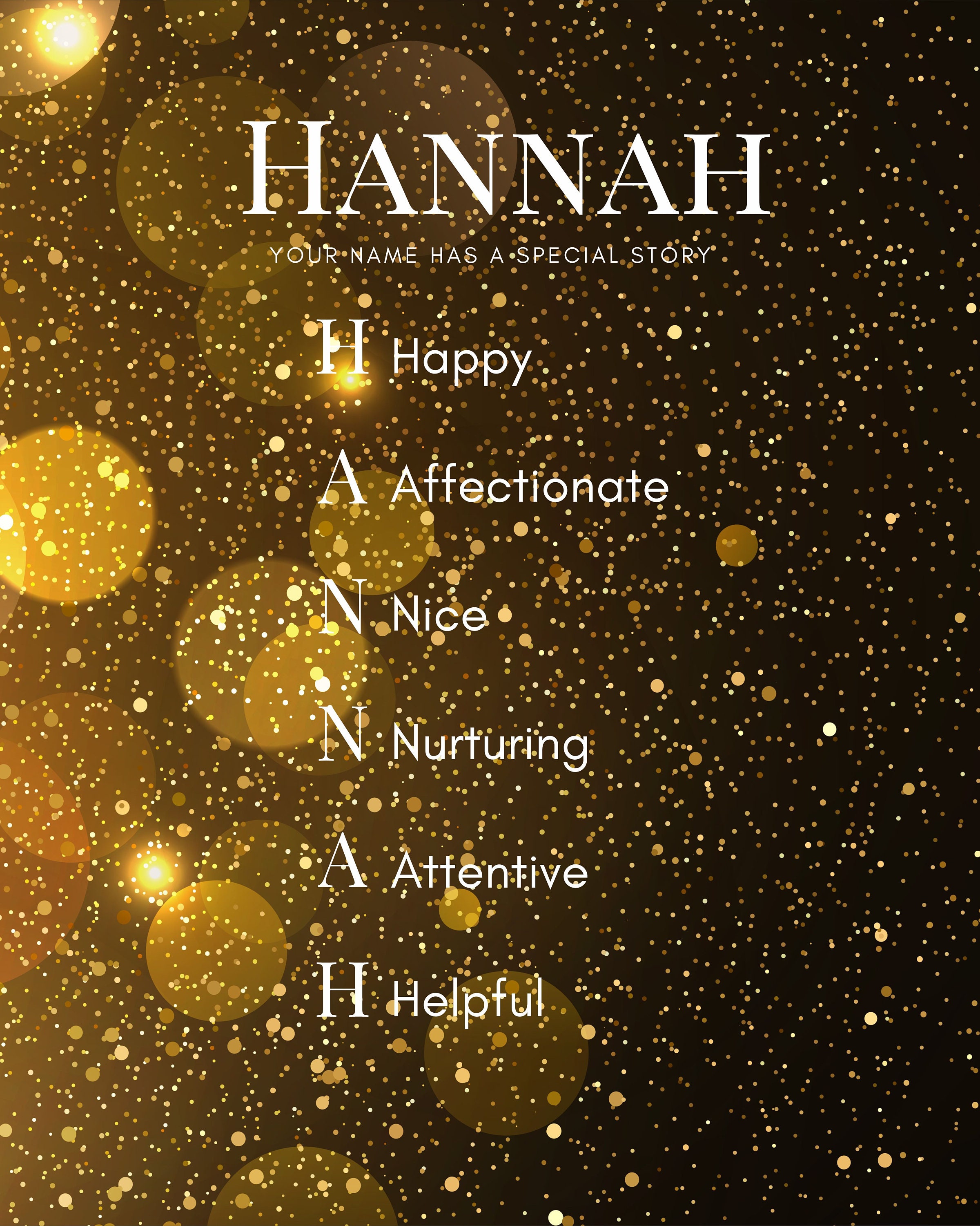 Gold Bokeh Acrostic Personalized Name, Printable, Digital Download ...