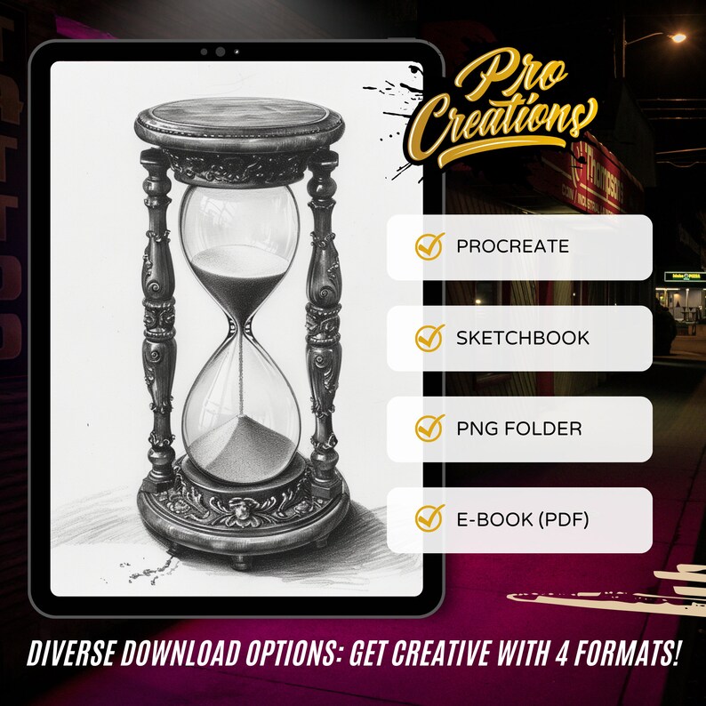 Hourglass Tattoo Procreate Brush Stamps 100 Designs Digital Download