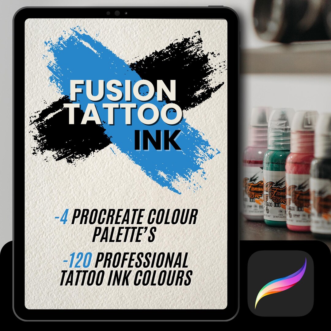 Fusion Ink Procreate Color Palette: 150 Tattoo Ink Colors (digital ...