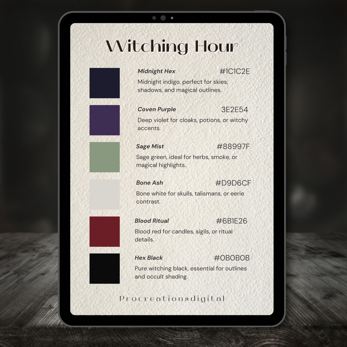 Witching Hour Procreate Color Palette – 30 Midnight Occult Tones for ...