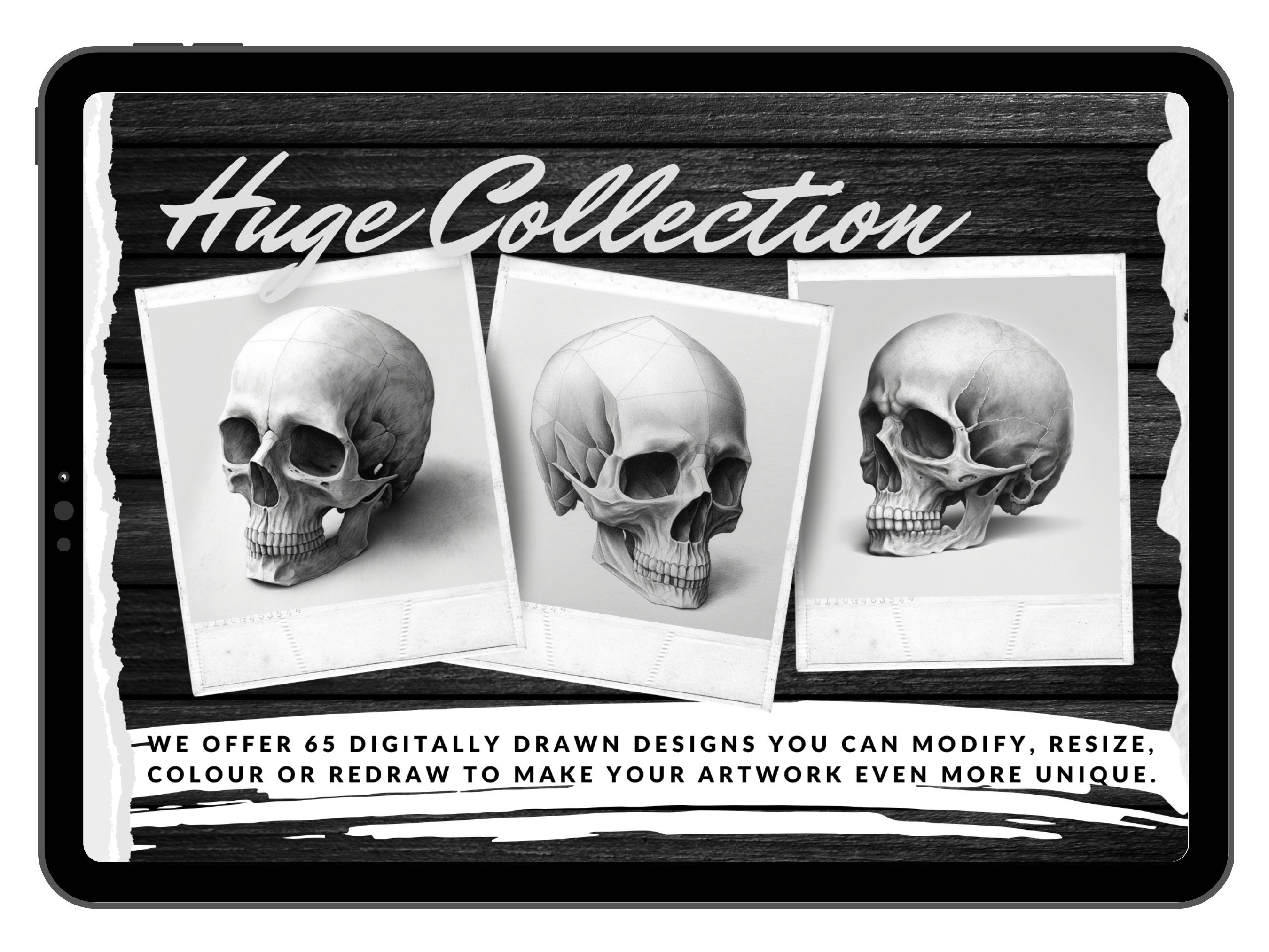 Procreate Brushes 'spooky Skulls ' Tattoo Design / Tattoo Flash Sheet ...