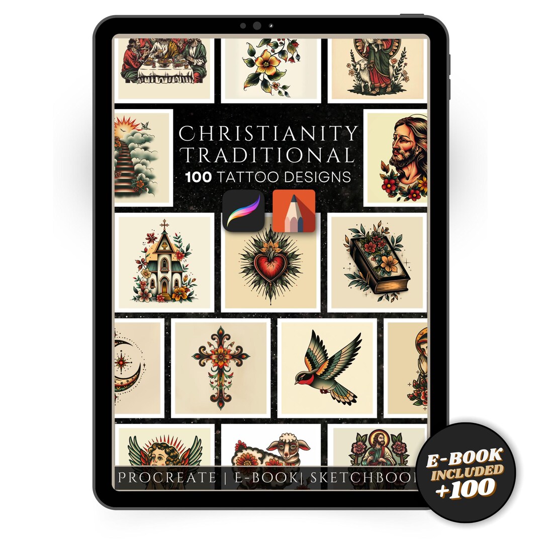 100 Traditional Christianity Tattoo Designs: Procreate & Sketchbook ...