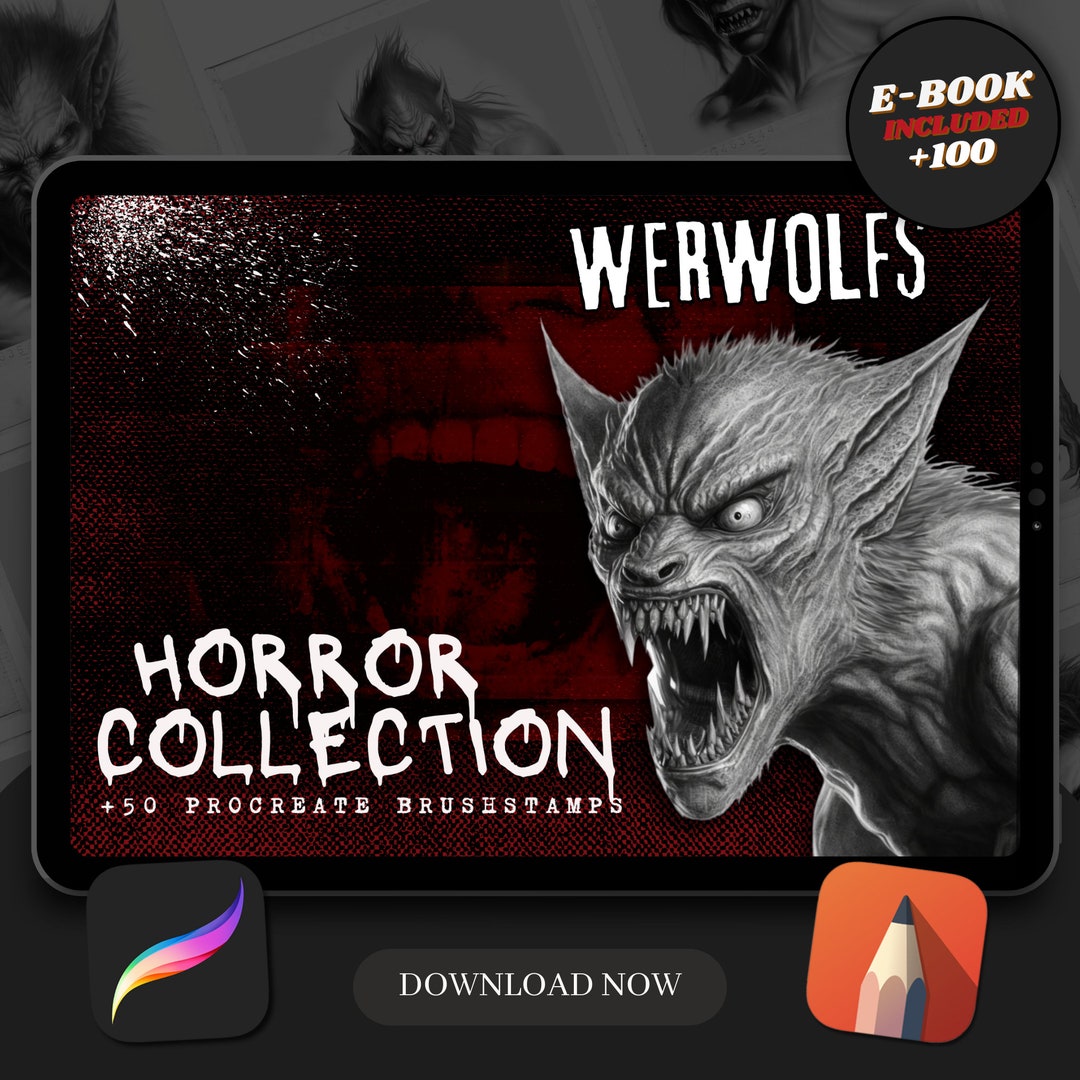 50 Werewolf Procreate Brush Stamps | Tattoo Designs | Digital Art ...