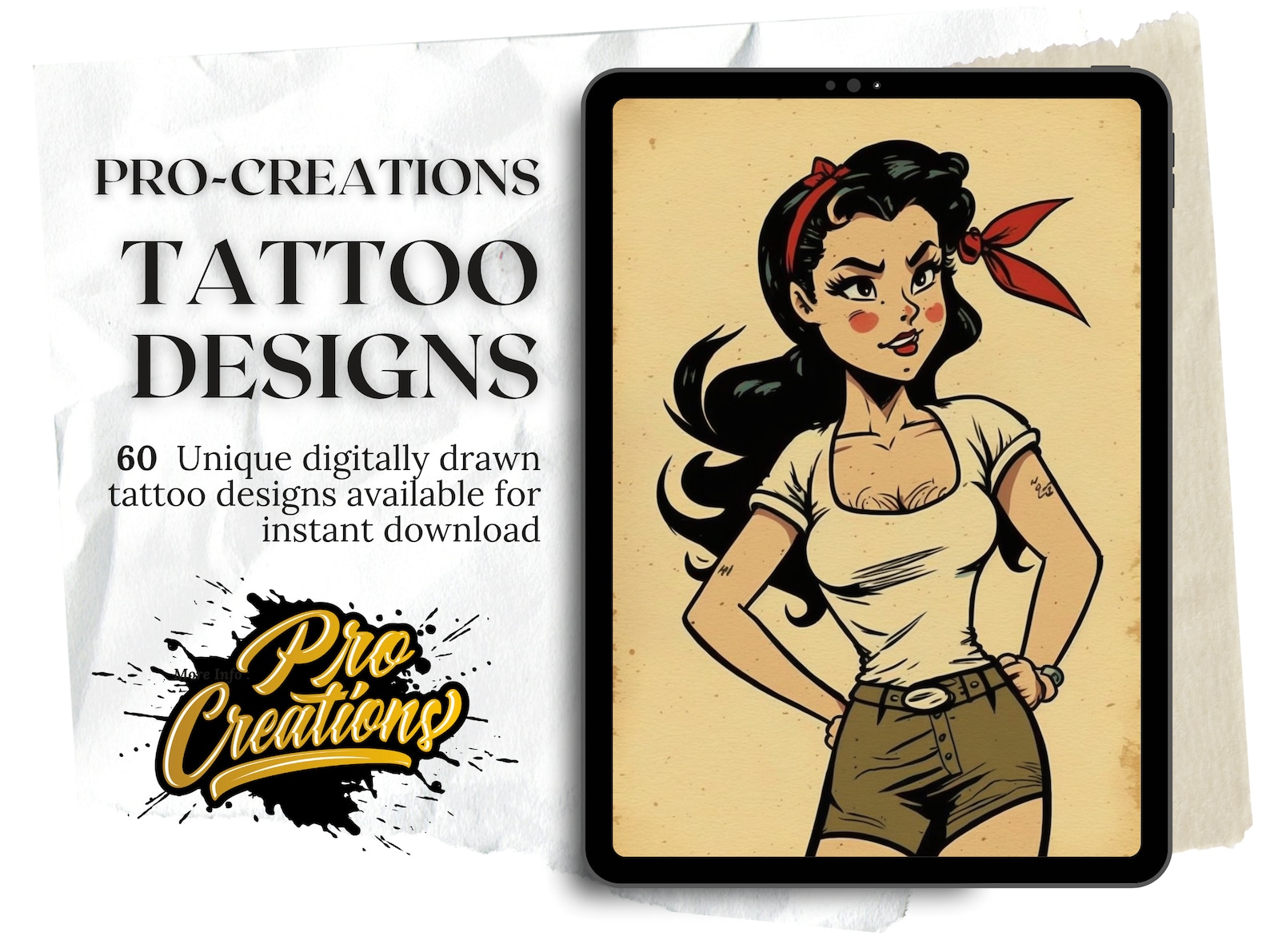Traditional Tattoo Designs 'pin up Girls' Tattoo Flash Sheet Pdf ...