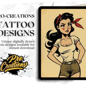 Traditional Tattoo Designs 'pin up Girls' Tattoo Flash Sheet Pdf ...