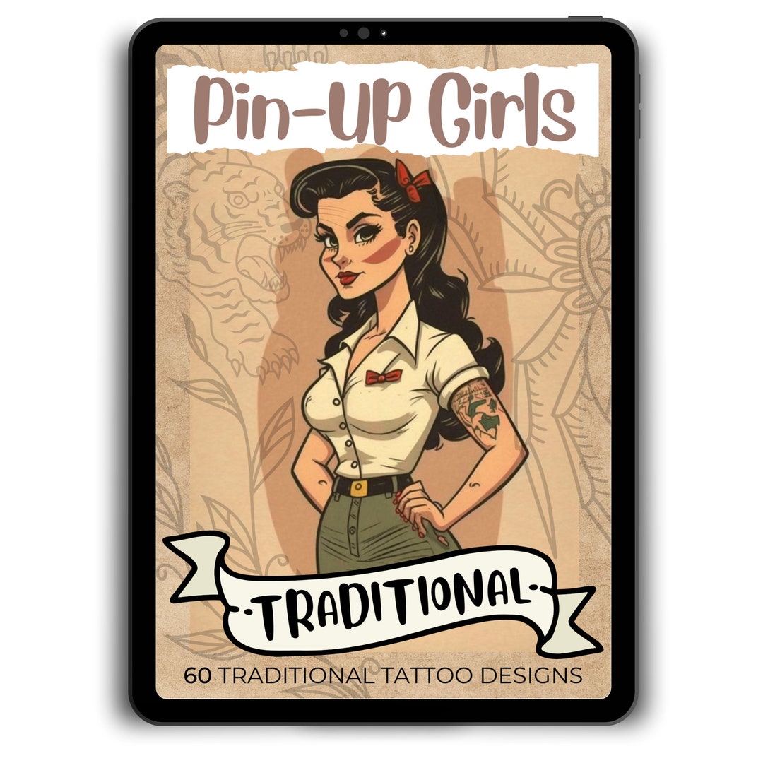 Traditional Tattoo Designs 'pin up Girls' Tattoo Flash Sheet Pdf Downloadable Tattoo Designs ...