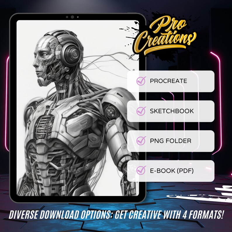 100 Robot Procreate Brush Stamps: Sci-fi Tattoo Designs (digital ...