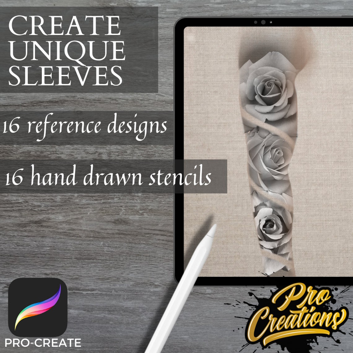 Rose Procreate Brush Set Unique Tattoo Stamp Brushes - Etsy