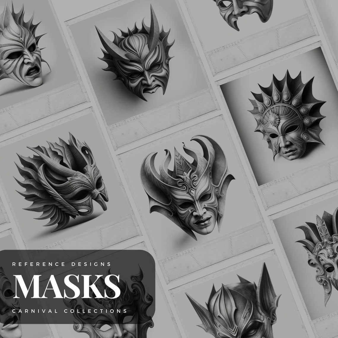 50 Carnival Mask Procreate Brush Stamps Tattoo Designs Digital Art ...