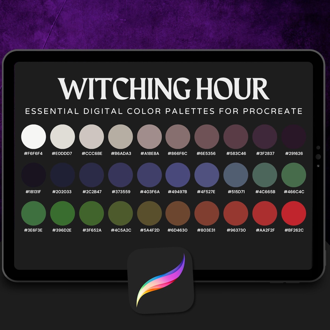 Witching Hour Procreate Color Palette – 30 Midnight Occult Tones for ...