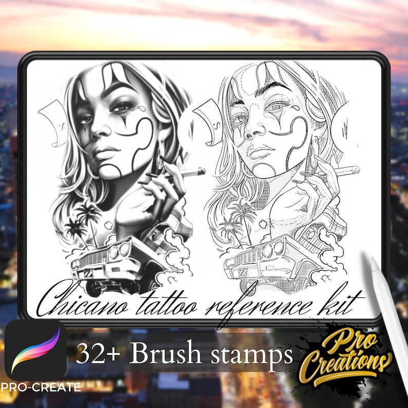 Chicano Procreate Brush Set Unique Tattoo Stamp Brushes - Etsy