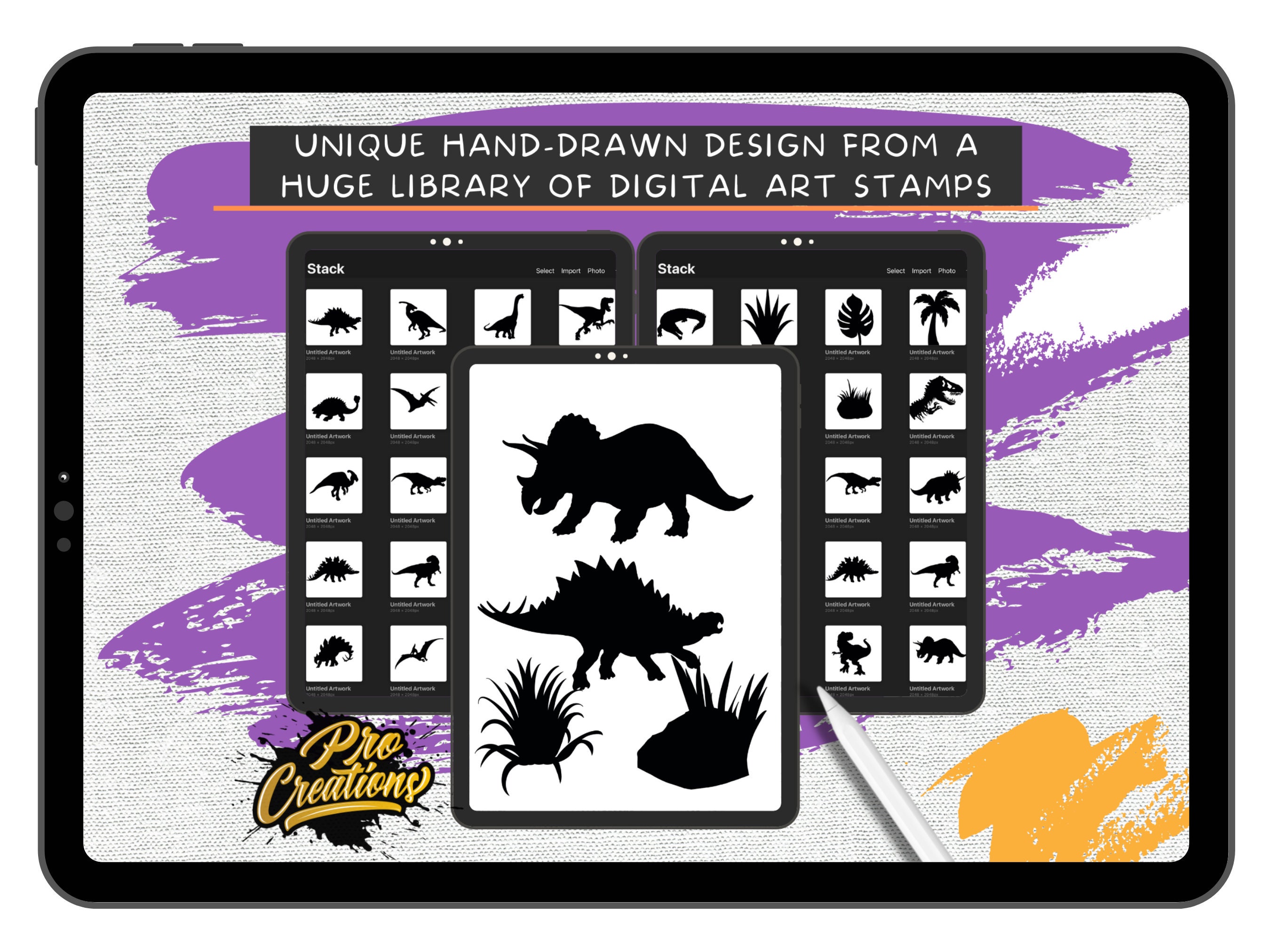 70 Dinosaur Silhouettes Procreate Brush Set Tattoo Stamp Brushes ...