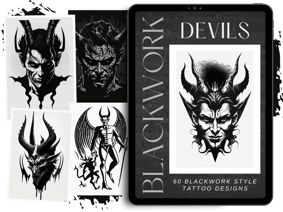 Blackwork Tattoo Designs 'devils' Tattoo Flash Sheet - Etsy