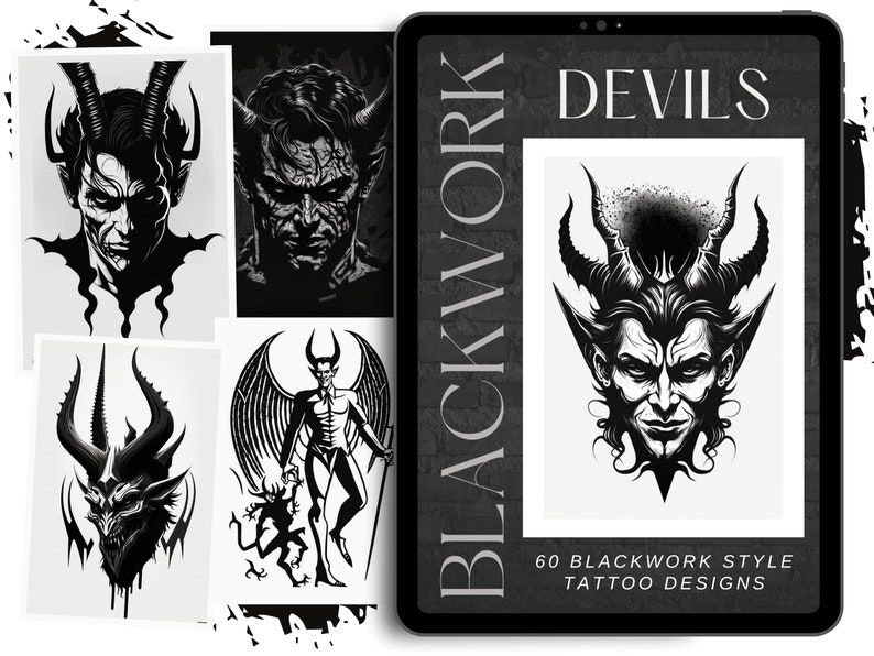 Blackwork Tattoo Designs 'devils' Tattoo Flash Sheet PDF Downloadable Tattoo Designs Best ...