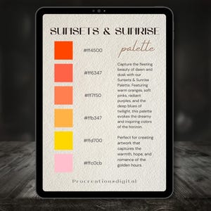 Sunsets & Sunrises Procreate Color Palette: 30 Golden Hour Shades ...