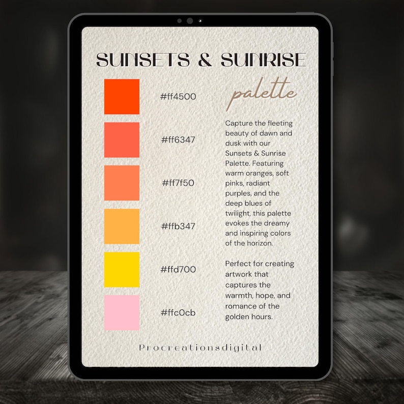 Sunsets & Sunrises Procreate Color Palette: 30 Golden Hour Shades ...