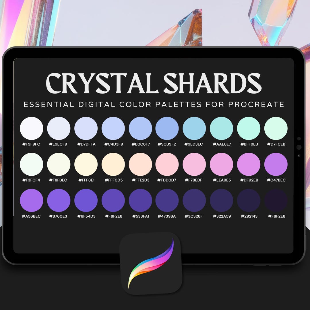Crystal Shards Procreate Color Palette – 30 Gemstone Fantasy Tones for ...