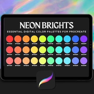 Neon Brights Procreate Color Palette – 30 Vibrant & Electric Shades for ...