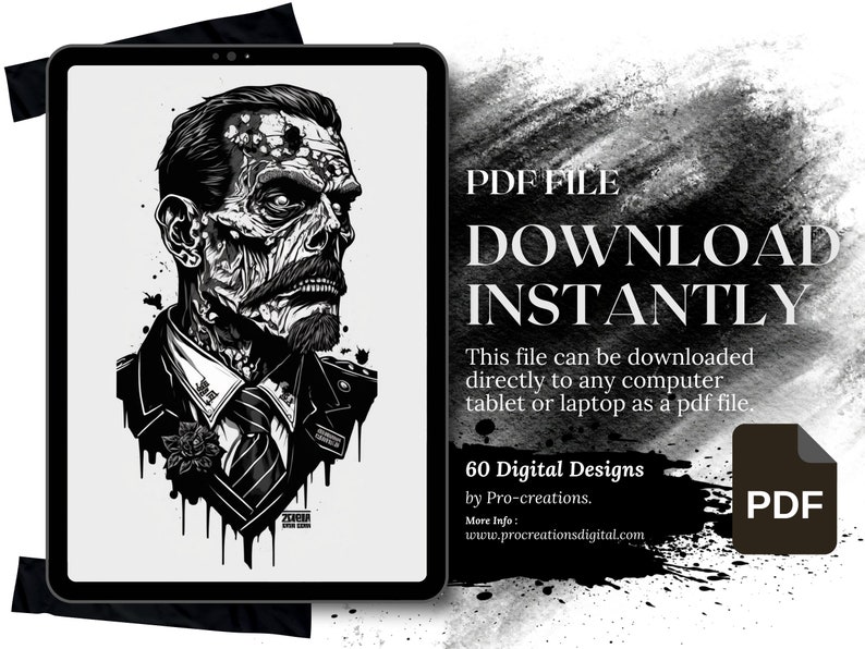 Blackwork Tattoo Designs 'zombies' Tattoo Flash Sheet PDF Downloadable ...