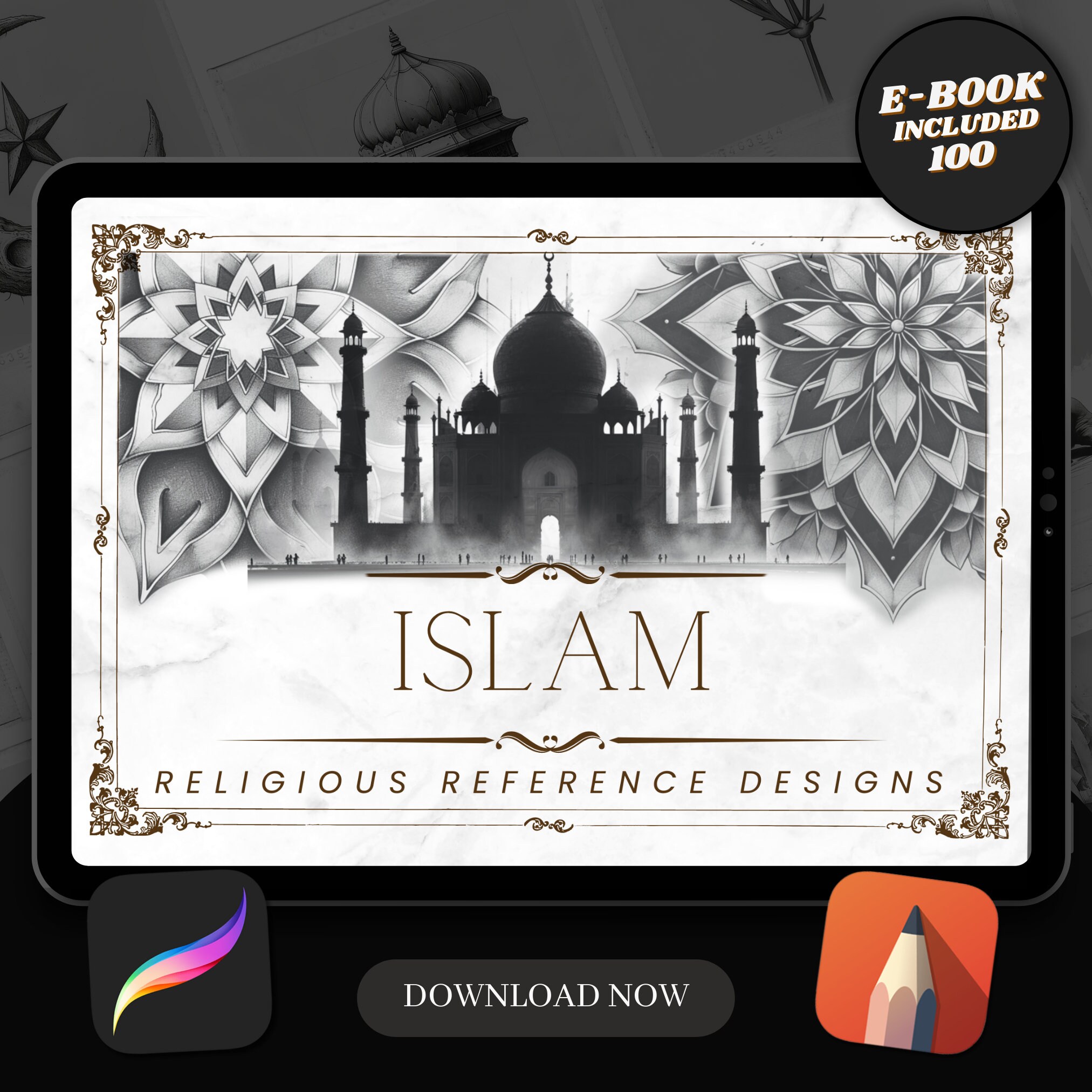 100 Islamic Procreate Brush Stamps | Tattoo Designs | Digital Art ...