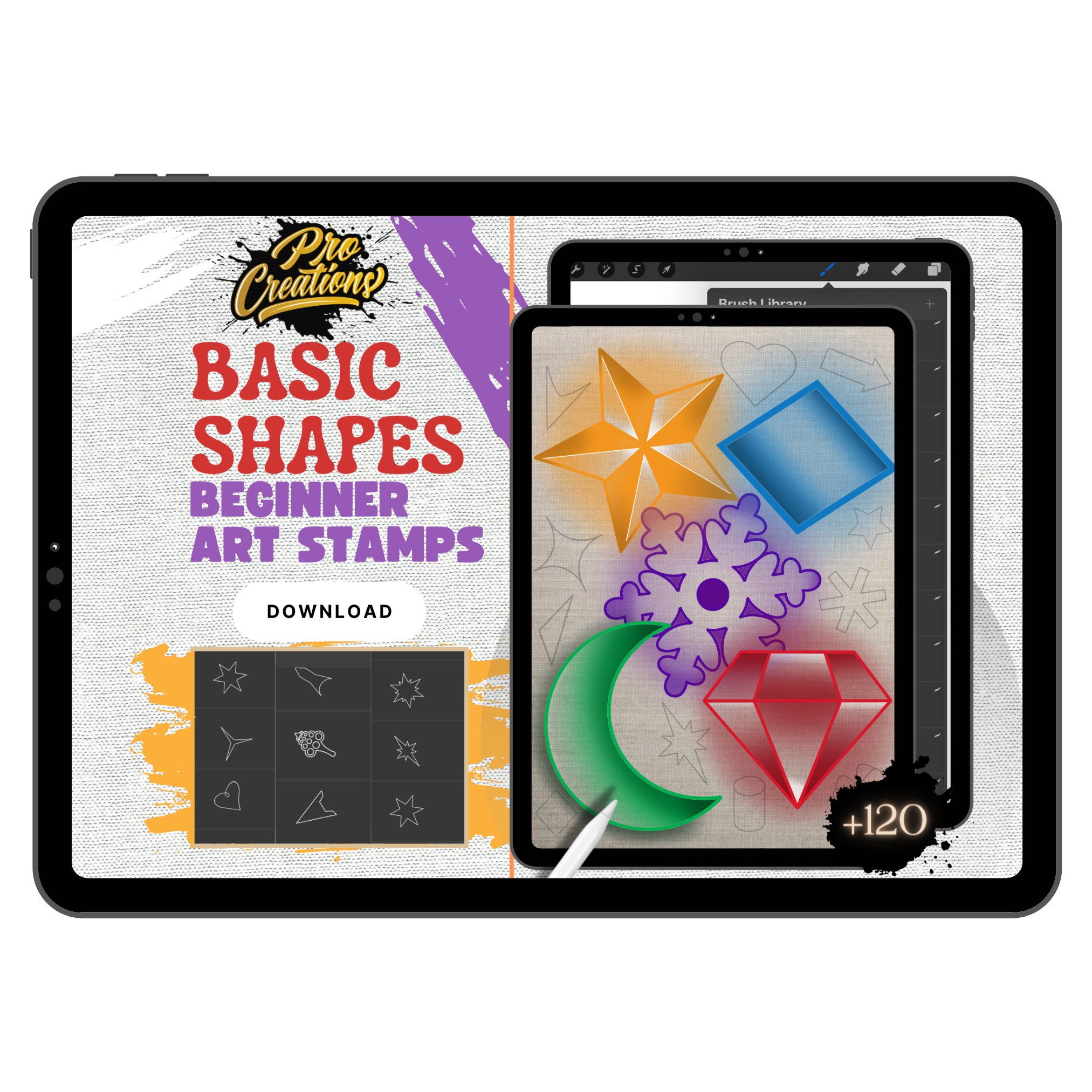 120 Basic Shapes Procreate Brush Set: Tattoo Stencil Stamps (digital ...
